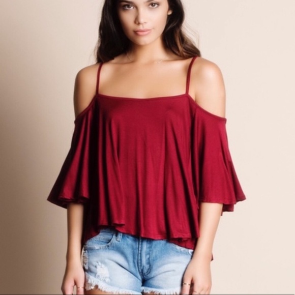 Tops | Cold Shoulder Spaghetti Straps Flowy Top | Poshmark